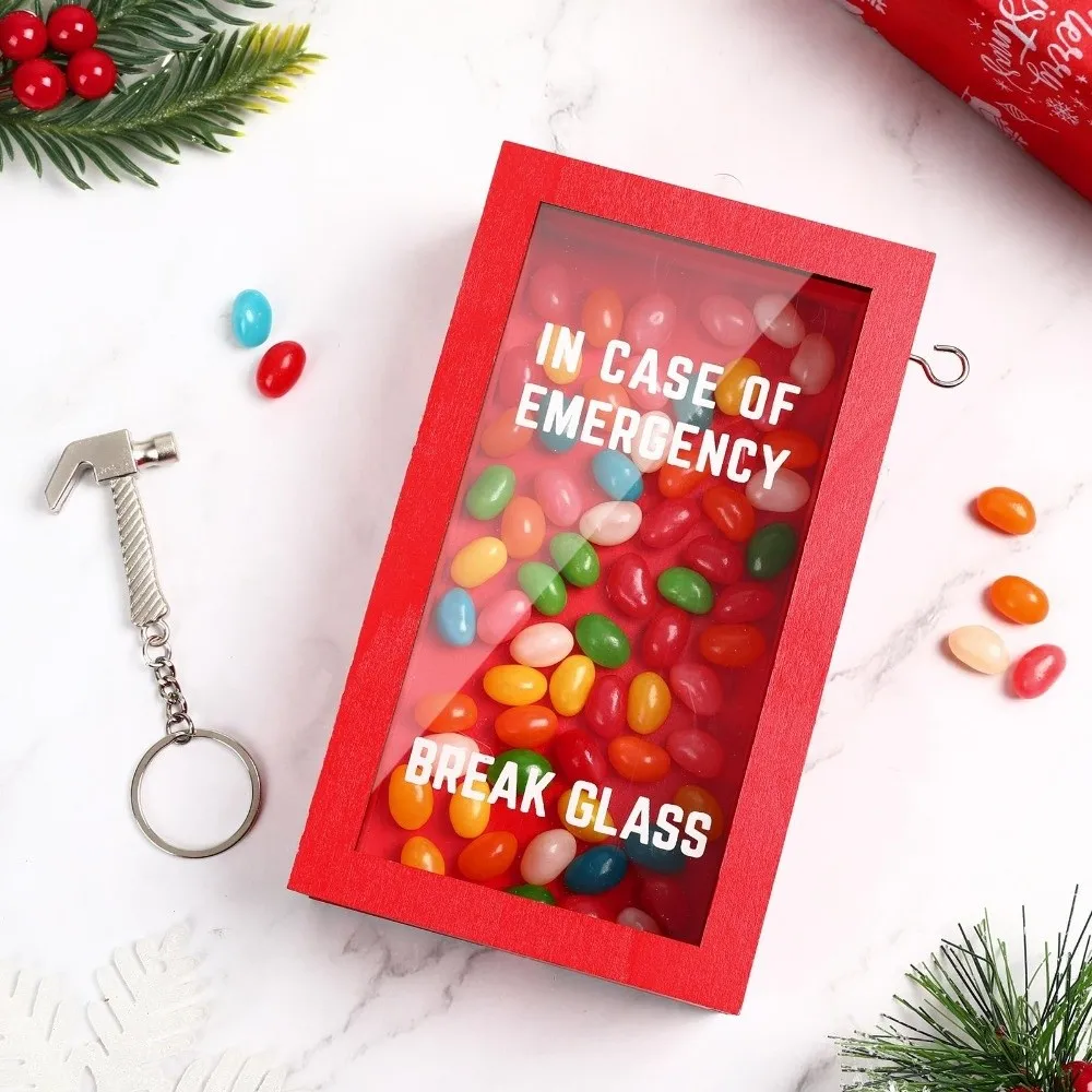 Break In Case Emergency Gift Box Red Wooden Material Gag Gift Organizer ...