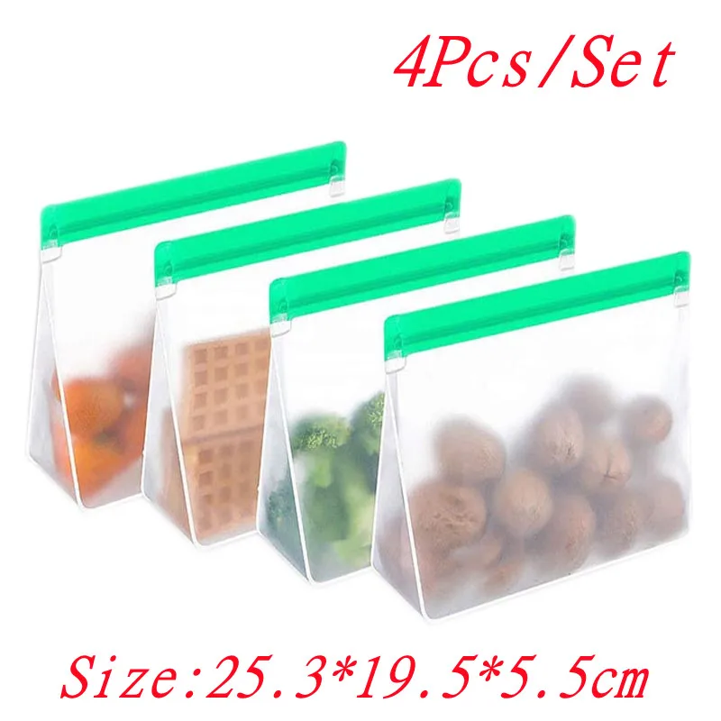 4Pcs-Set-Stand-Up-Food-Storage-Bag-Reusable-Freezer-Sealed-Bag-Ziplock ...