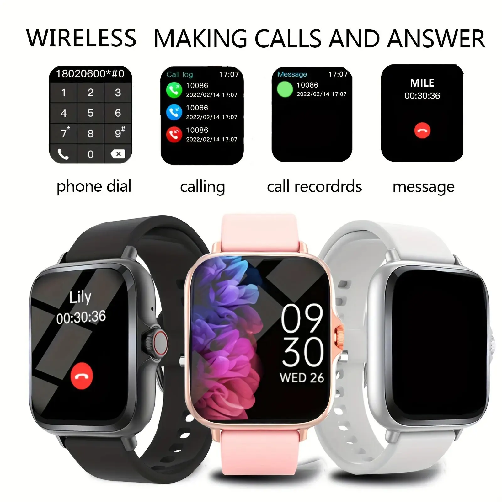 Unisex-Wireless-Answer-Phone-Sports-Smart-Watch-Message-Reminder ...