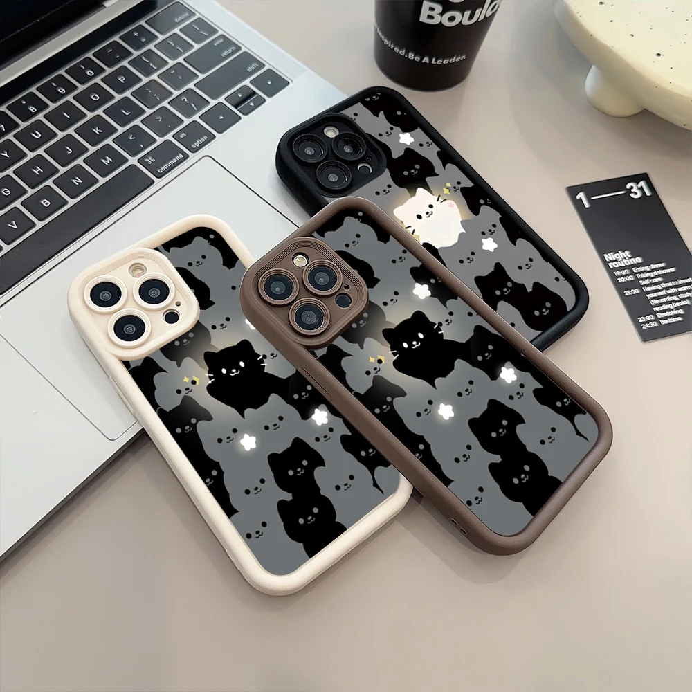 Adorable Cartoon Cat Silicone Phone Case Cover for S24 FE (4)