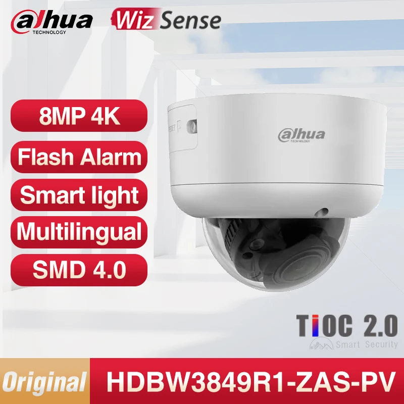 Dahua 8MP Smart Dual Light Active Deterrence Vari-focal Dome WizSense Network Camera Full -color ...