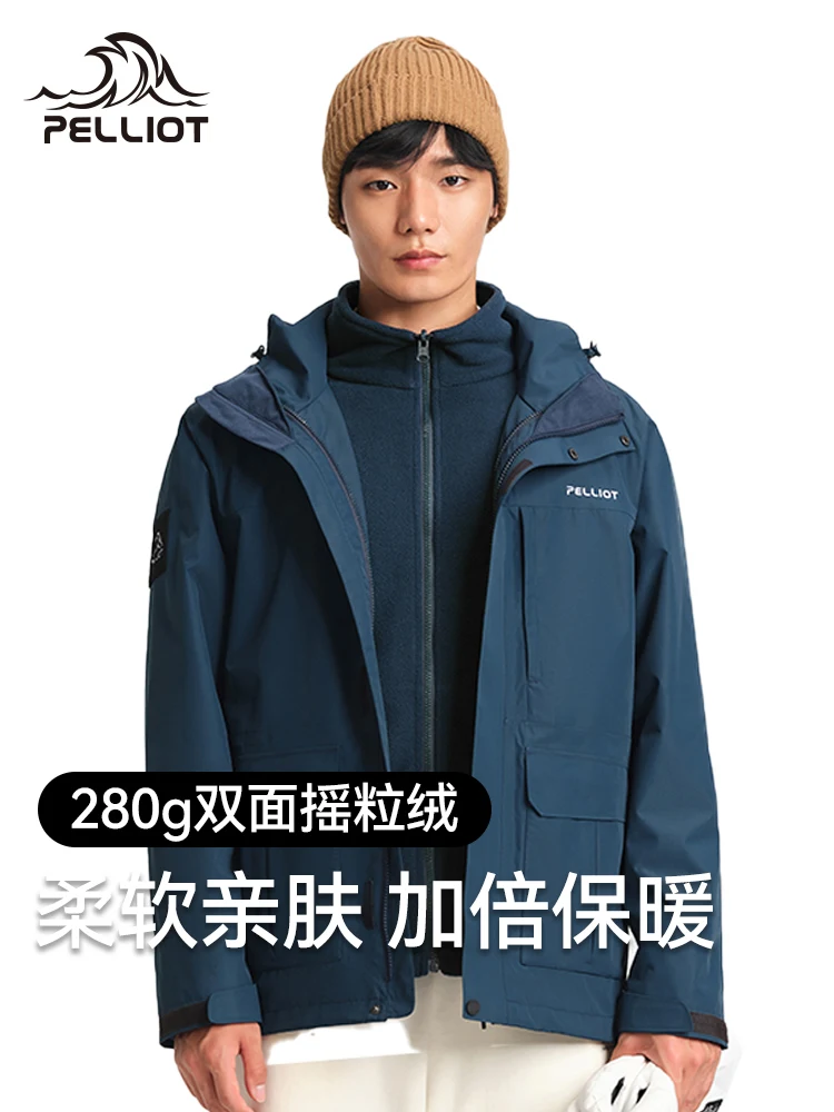 PELLIOT-Camping-stormsuit-winter-men-s-outdoor-three-in-one-fleece-two-piece-waterproof-coat ...