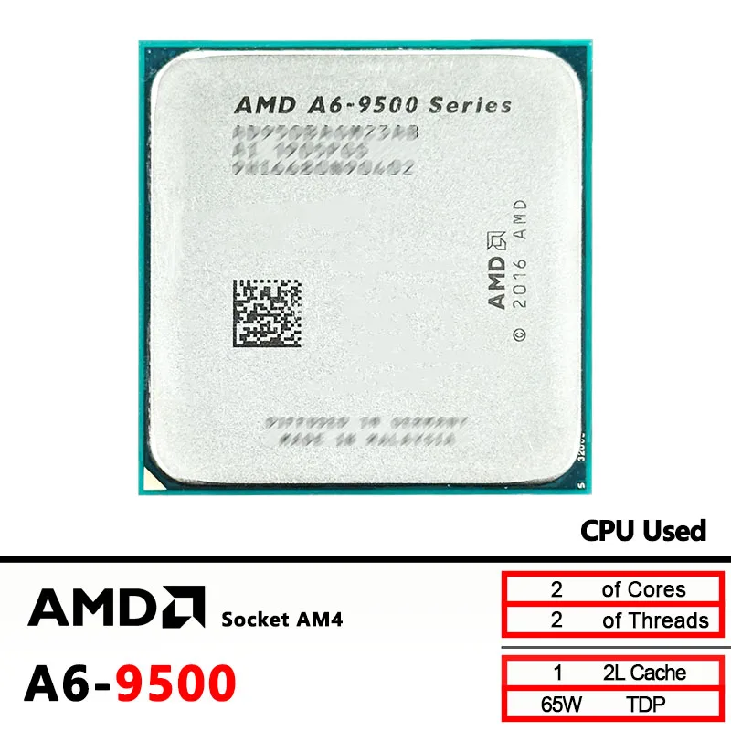 AMD 중고 A6 시리즈 A6-9500 A6 9500 A6 9500B 3.5GHz 듀얼 코어 CPU AD9500AGM23AB ...
