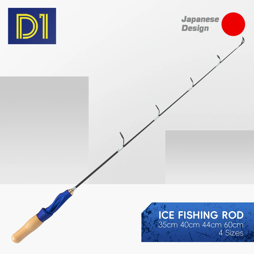 D1 Ice Fishing Rod 2 Sections Spinning Rod 35cm/40cm/44cm/60cm Wooden ...