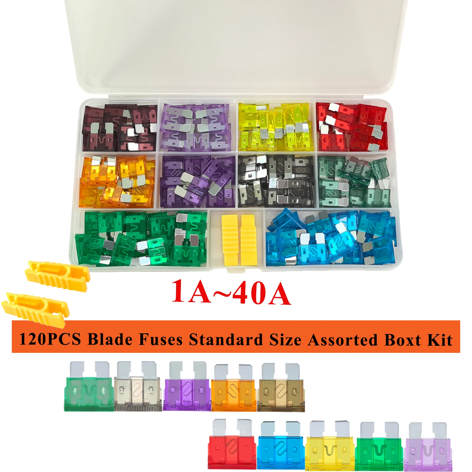 120Pcs Standard Auto Fuse Kit-ATO/ATC Blade Fuse Assortment (1A-35A ...