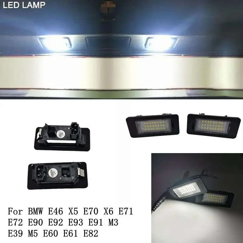 2PCS License Plate Light For BMW 1 3 4 5 X Series E82 E88 E90 E91 E92 ...