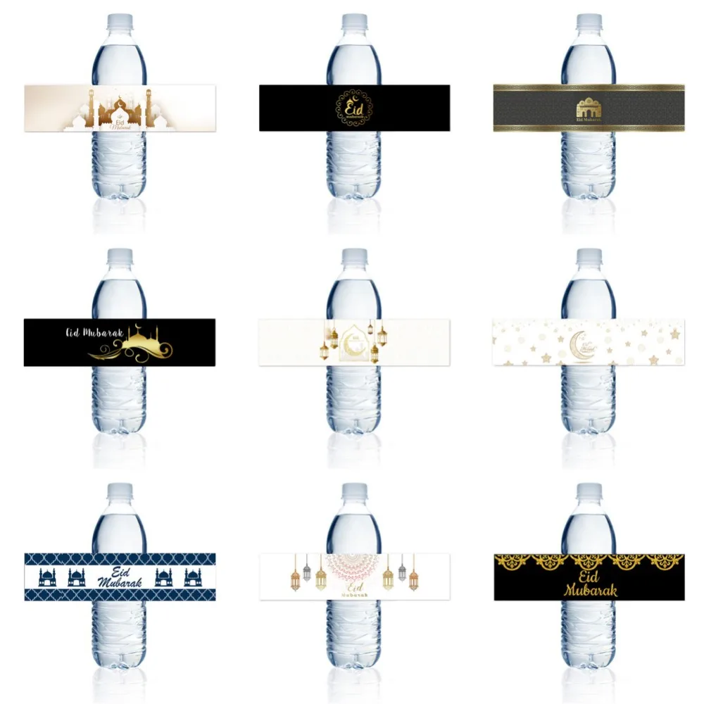 20Pcs-Eid-Mubarak-etichette-per-bottiglie-Black-Moon-Wrapper-Bottle ...