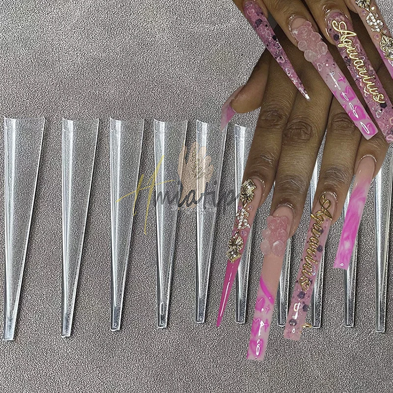 500pcs-5XL-Long-Stiletto-Acrylic-Nail-Tips-Half-Cover-UV-Gel-DIY-Polish ...