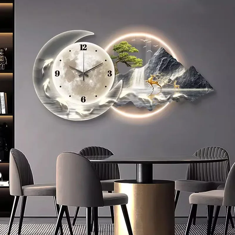 Digital-Art-Mural-Wall-Clock-Fashionable-Luxury-Interior-Bathroom-Wall ...