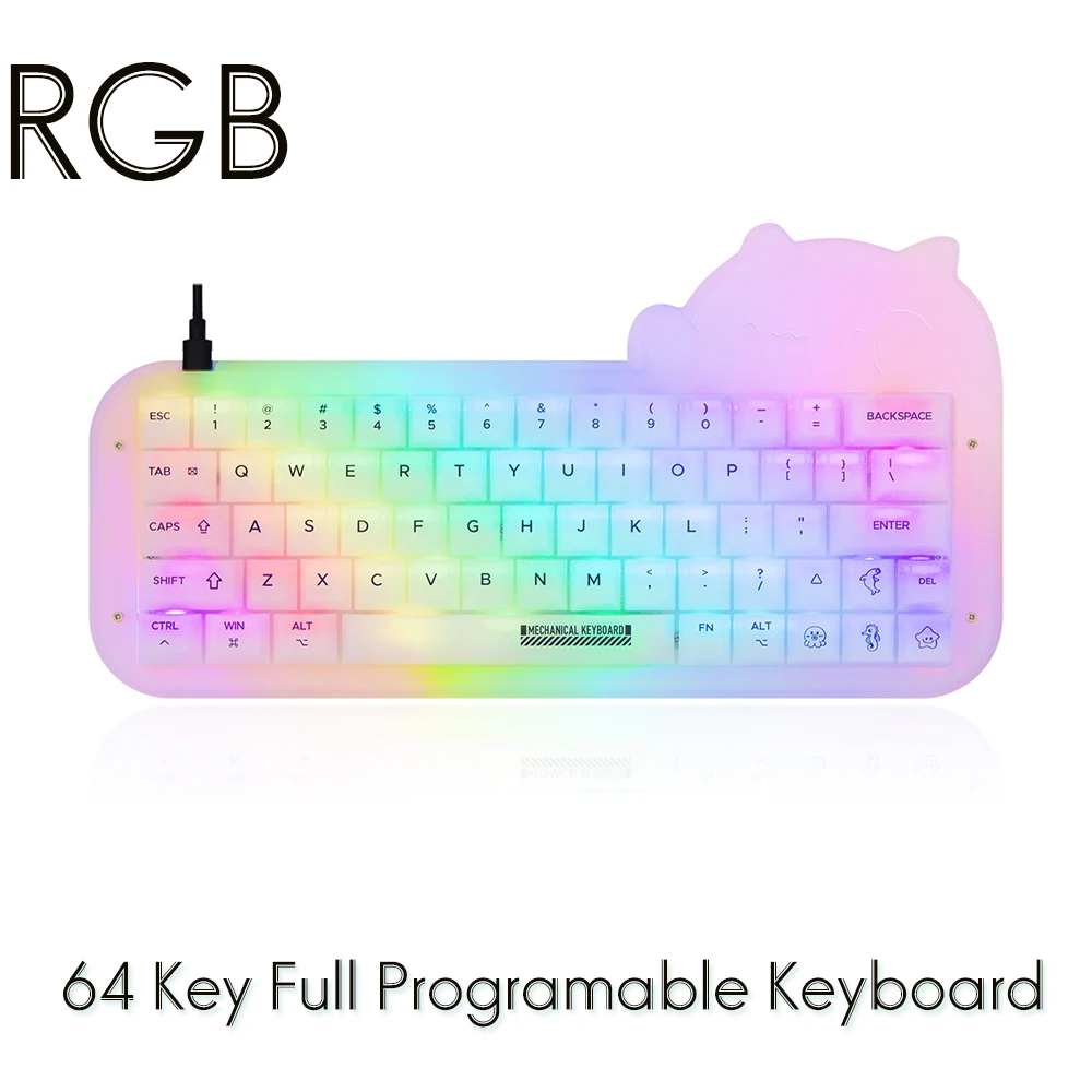 Cat-Keyboard-NZ64-Programmable-RGB-Mechanical-Keyboard-64-Key-Keypad ...