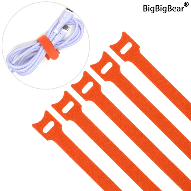 Releasable Cable Ties Wire Organizer Orange 150 200 250 mm Nylon Hook ...