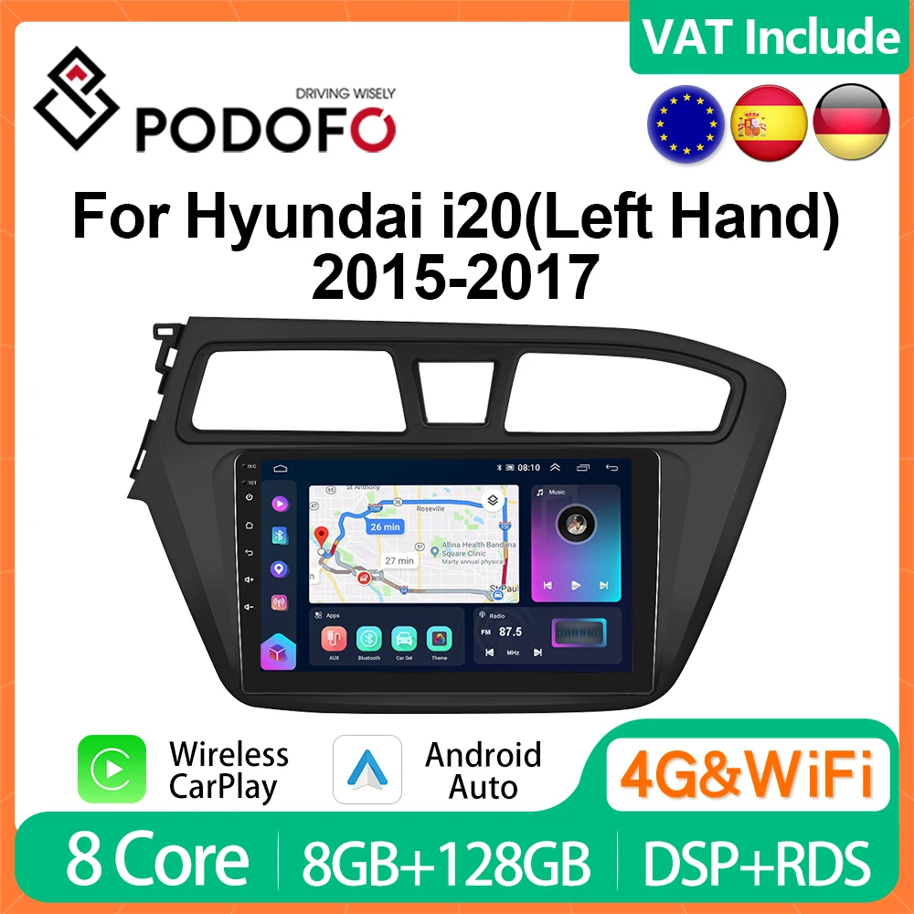 Podofo-4G-CarPlay-Android-Auto-Radio-For-Hyundai-i20-2015-2017 ...