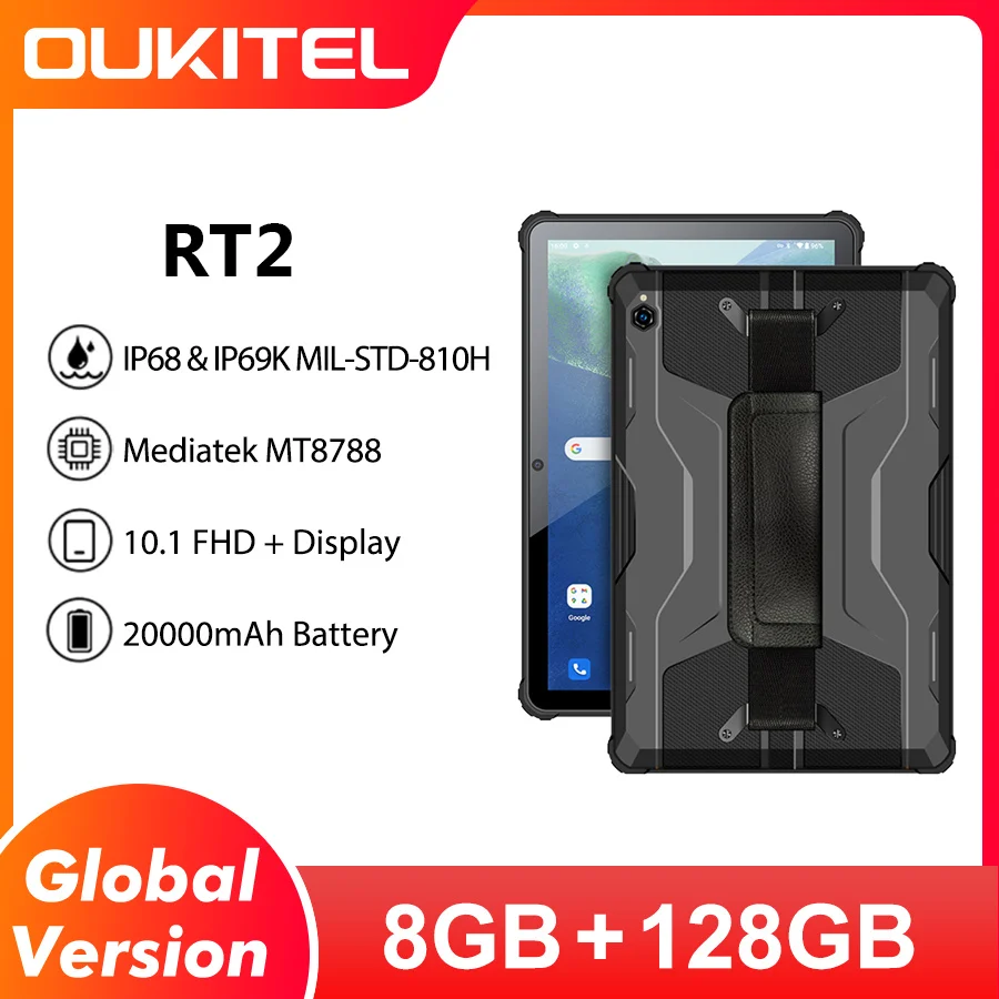 Oukitel rt2 tablet áspero 10.1 "fhd + 20000mah 8gb 128gb android 12 ...
