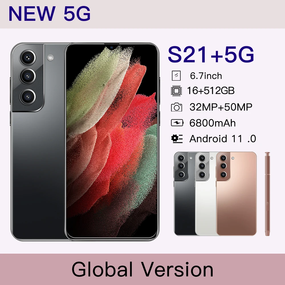 30BIG smartphone S21 5G, pantalla HD de 6,7 pulgadas, 16 + 512G, memoria, 6800mAh, 32 + 50MP ...