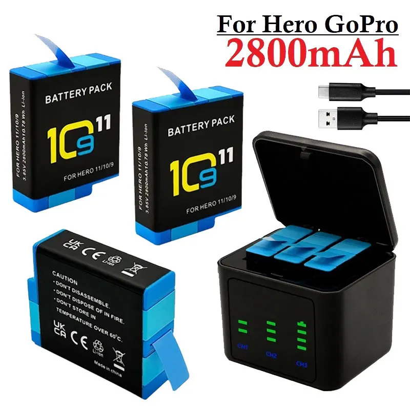 2800mAh-Battery-For-GoPro-Hero-10-11-2800-mAh-Battery-3-Ways-Fast ...