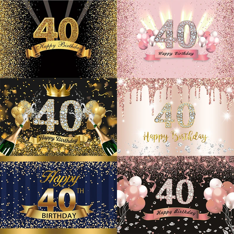 Rose-Gold-40th-Backdrop-For-Woman-Man-Happy-Birthday-Party-40-Years-Old ...