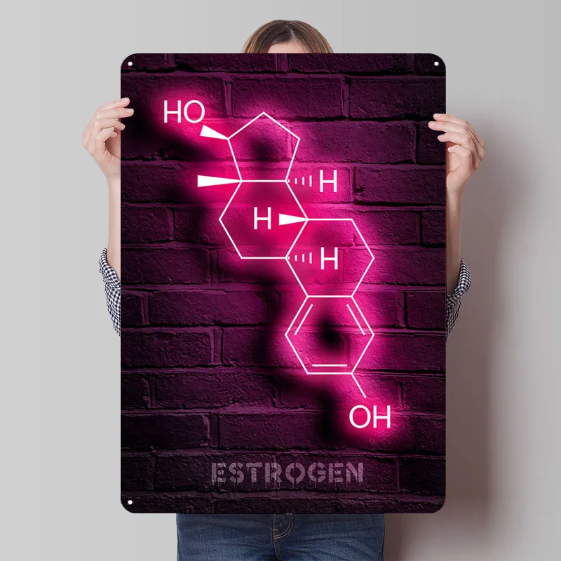 Estrogen Neon Molecule Metal Poster Pictures Wall Decor Customizable ...