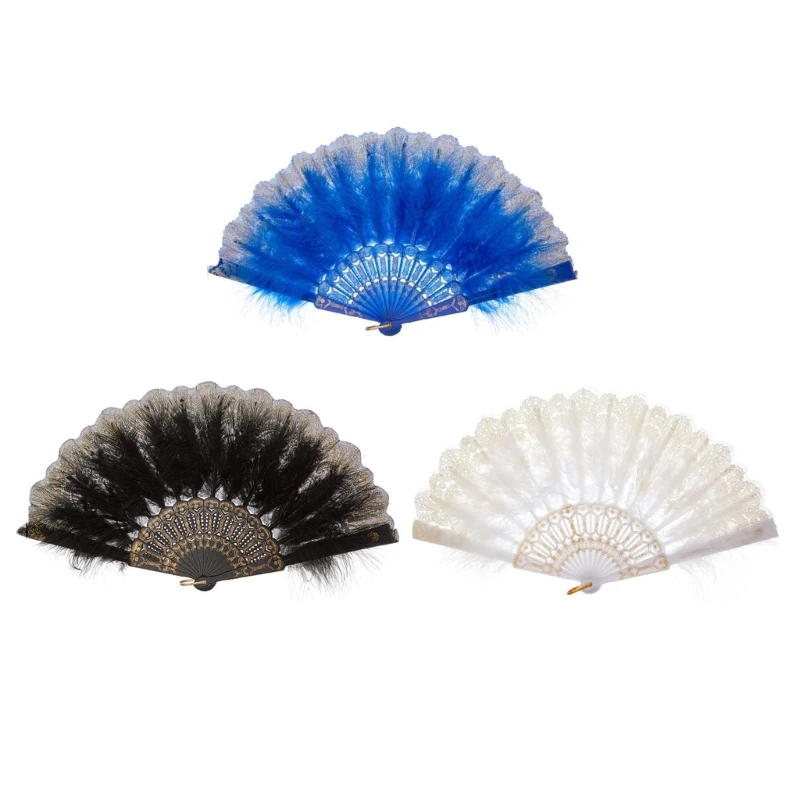 Vintage-Foldings-Fan-Feather-Dance-Hand-Fan-for-Dancing-Party-Wedding ...