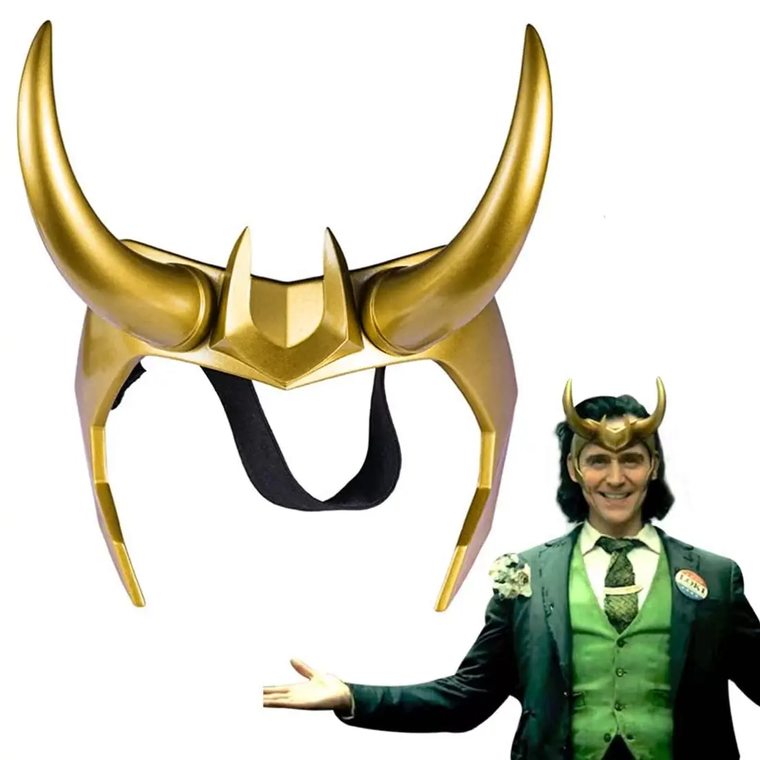 Loki Helmet Horns Headwear Cosplay Wand Props Thunder God loween ...