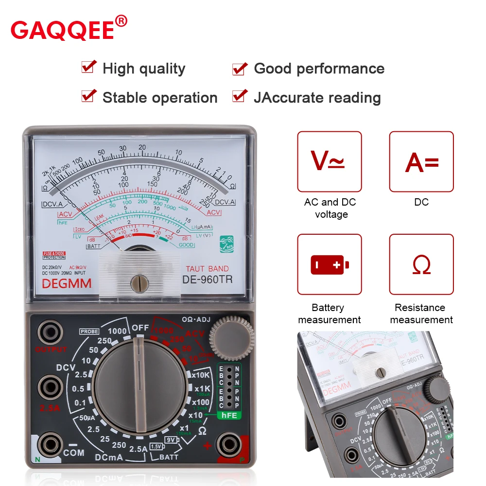 DE-960TR Pointer Mechanical Analog Multimeter Multi-Function AC DC Volt ...
