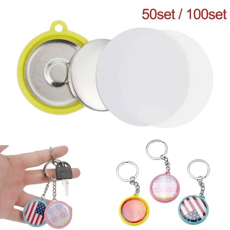 50pcs Keychain Badge Button Pins Maker Double-side Key Ring Button ...