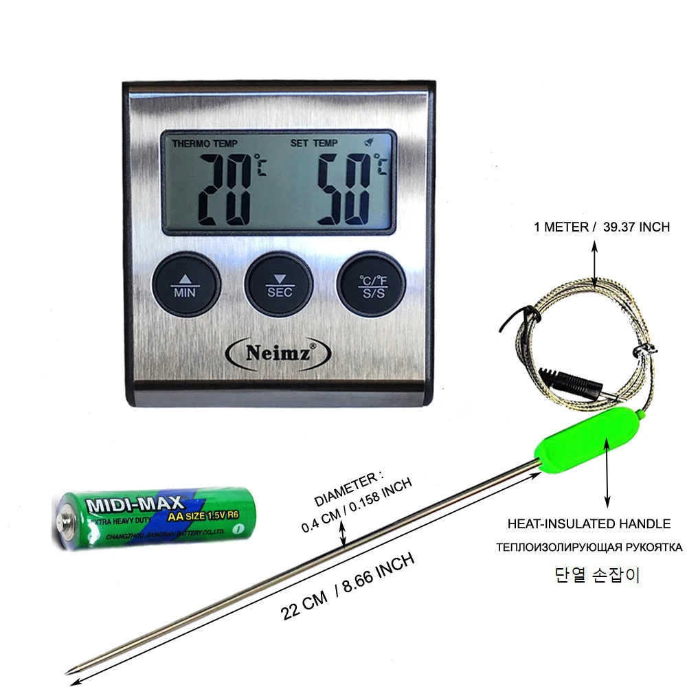 Digital BBQ Roast Meat Thermometer for Kitchen Oven Food Cooking with ...
