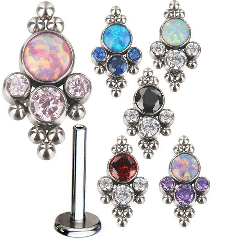 Piercing Labret Ear Titanium | Titanium Cluster Piercing | Titanium ...