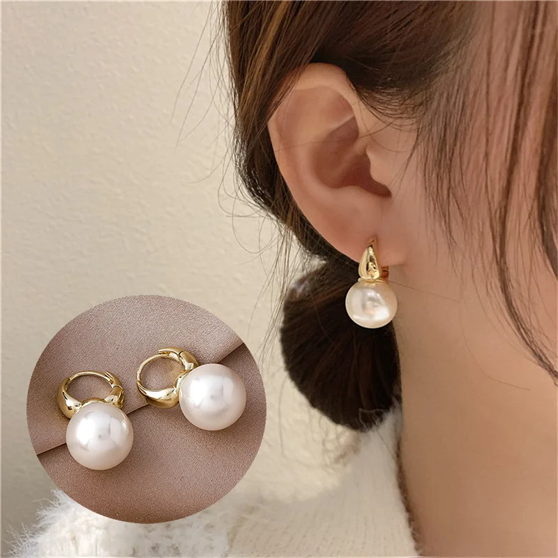 New Fashion Pearl Drop Earrings For Women Lot Gold Color Simple 2022 Trendy Wedding Jewelry Simple Bridal Dangle Earring AliExpress