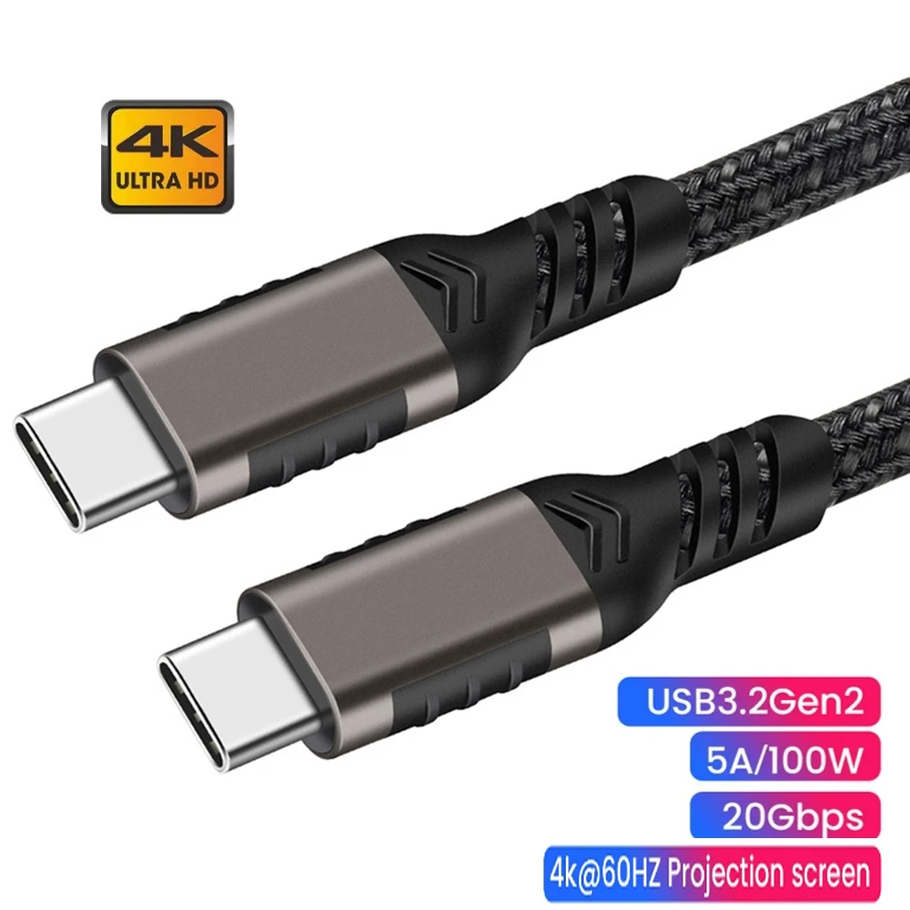 USB 3.2 Gen2 5A 100W Type C Cable 4K@60HZ HD Video 20Gbps USB-C Data ...