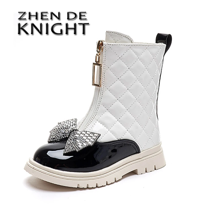 Fashion-Children-s-Checker-Leather-Boots-Girls-Fashion-Bowknot-Boots ...