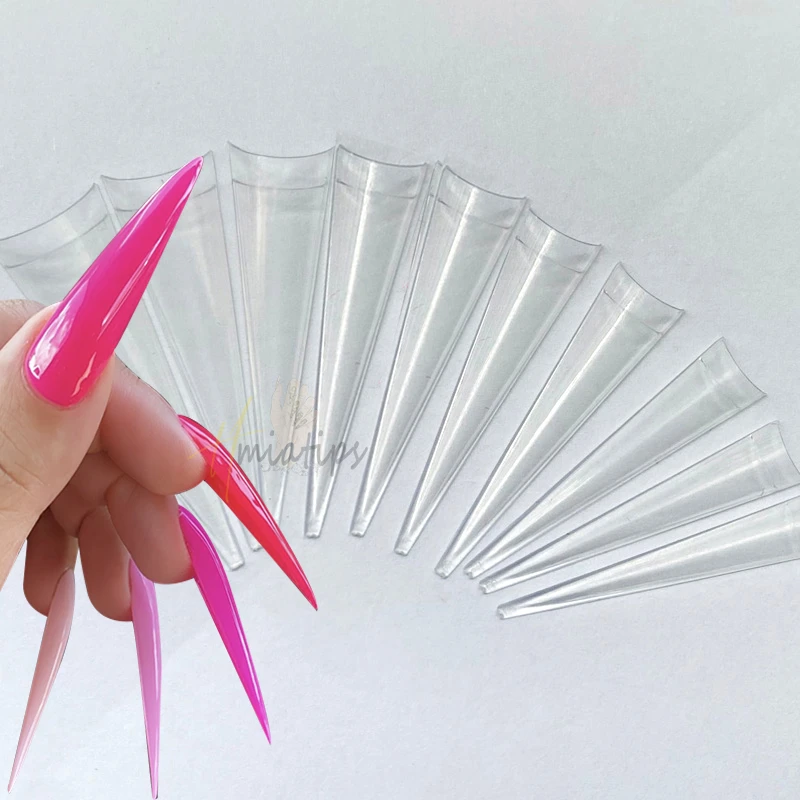 500pcs Xxl Long Sharp Stiletto Nail Tip False Nail Tips Half Cover ...