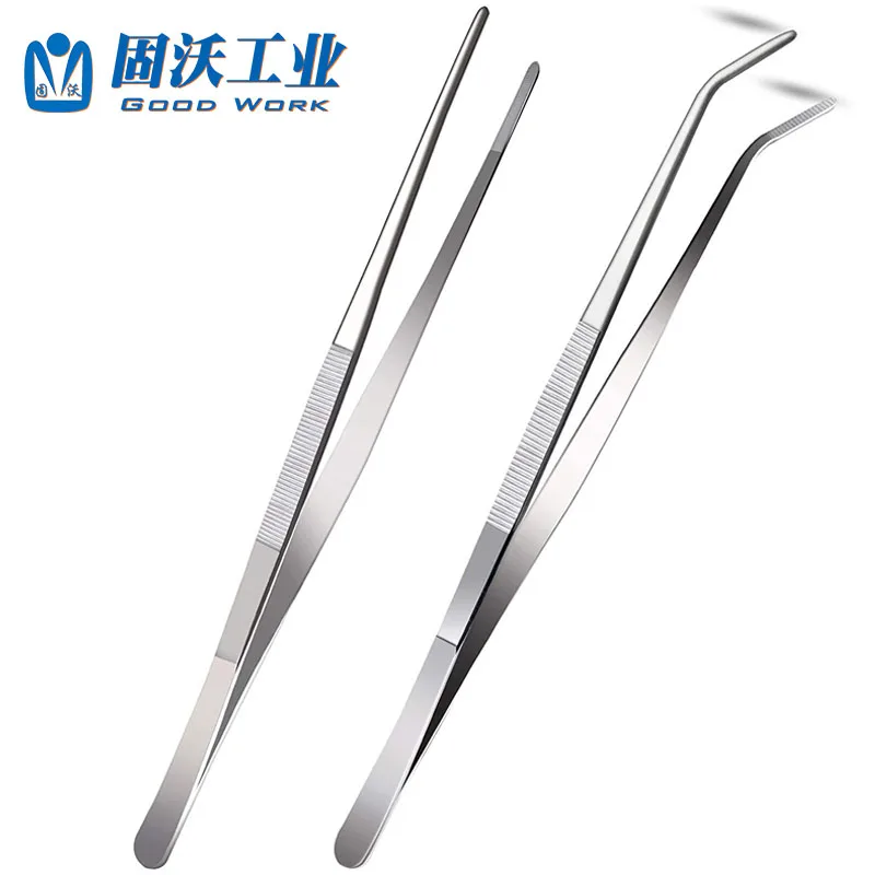 SUS304-stainless-steel-tweezers-thickened-fine-straight-curved-round ...