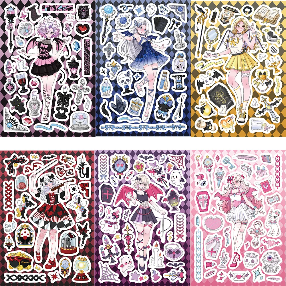 8pcs-set-Devil-Girl-Puzzle-Sticker-Anime-Character-Make-A-Face-DIY ...