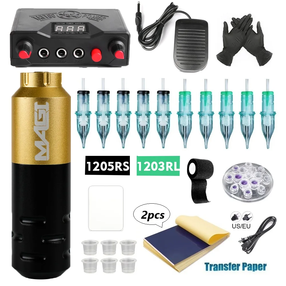 Kit-completo-de-m-quina-de-tatuaje-pluma-rotativa-MAGI-RCA-Jack-LED ...