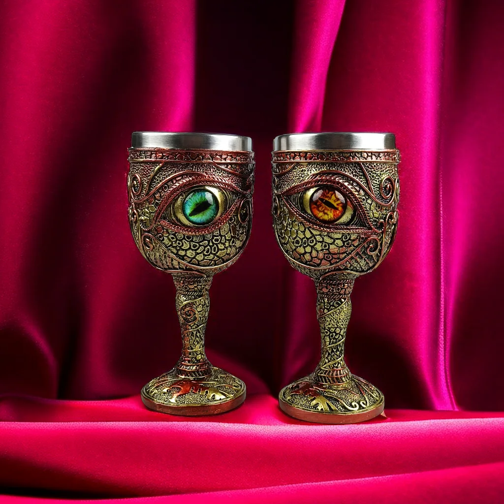 Evil Dragon Goblet Eye Mug Stainless Steel Resin Wine Beer Party Glass ...
