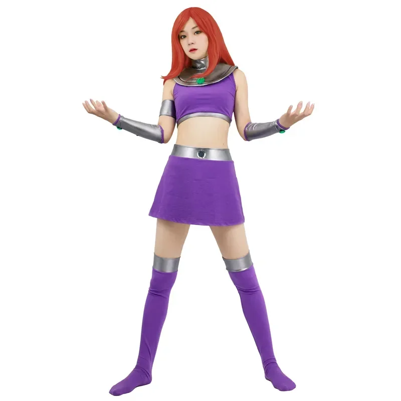 Disfraz-de-superh-roe-Starfire-de-titanes-adolescentes-para-ni-as-falda ...