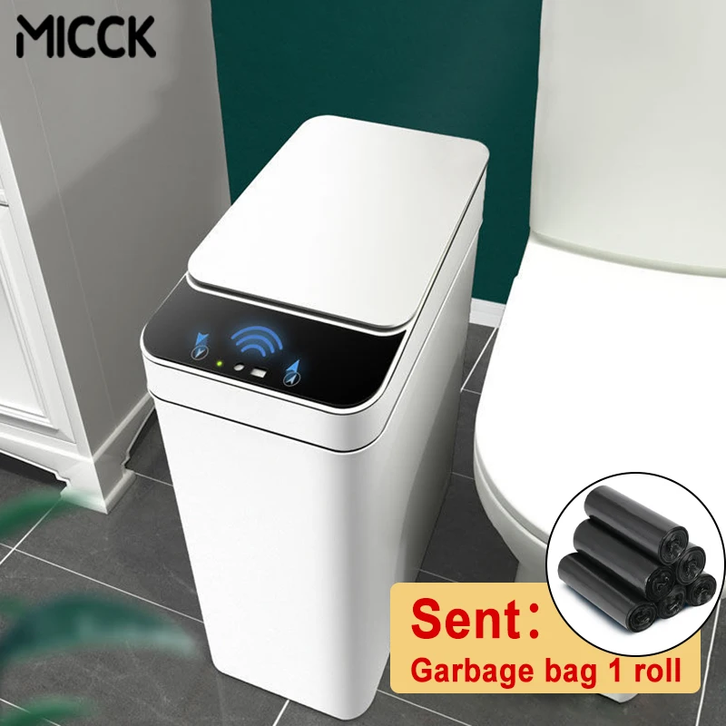 MICCK 12L Smart Trash Can Waterproof Automatic Sensor Garbage Can For ...