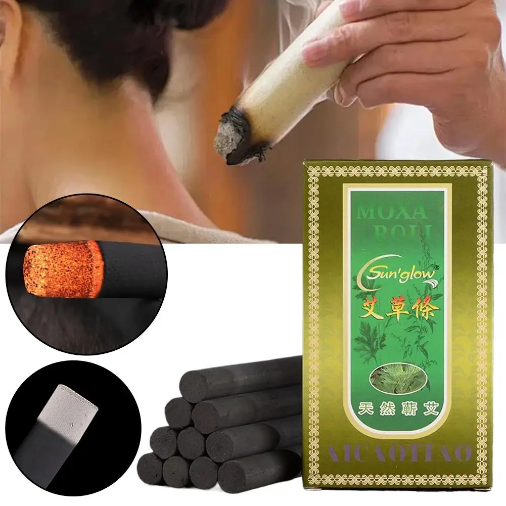 10Pcs/Box Smokeless Moxa Stick Wild Artemisia Argy Wormwood Mugwort ...