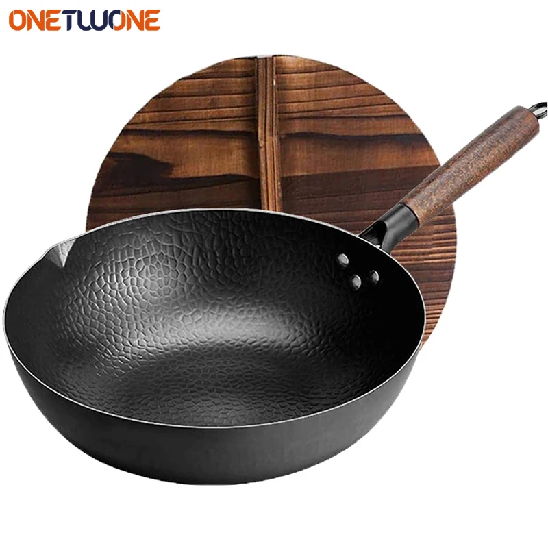 12-5-Traditional-Iron-Wok-Carbon-Steel-Wok-Pan-Non-stick-Kitchen ...