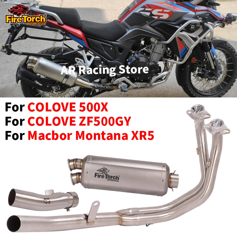 For Colove 500x Zf500gy Motorcycle Exhaust Full System Pipe Link Modified Stainless Steel Front ...