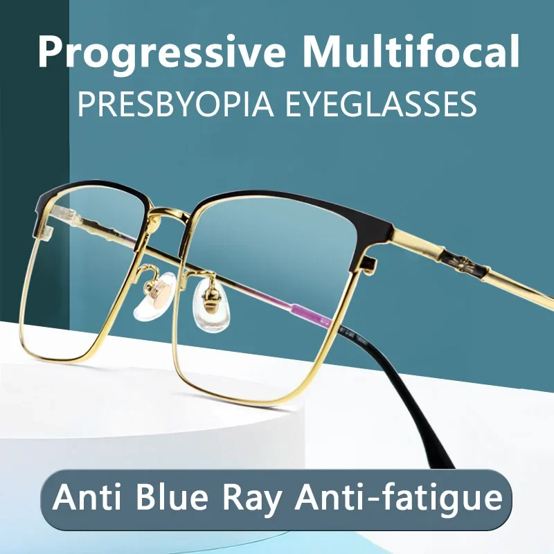 Progressive Multifocal Reading Glasses Blue Light Blocking Men,Large ...