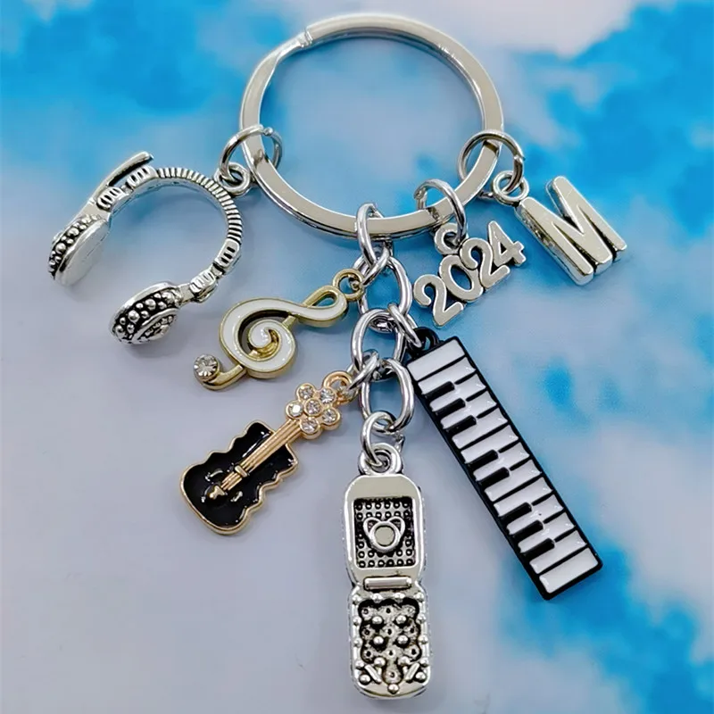 New-A-Z-Letter-Music-Phone-Headset-Key-Chain-Guitar-Piano-Notes-Fashion ...