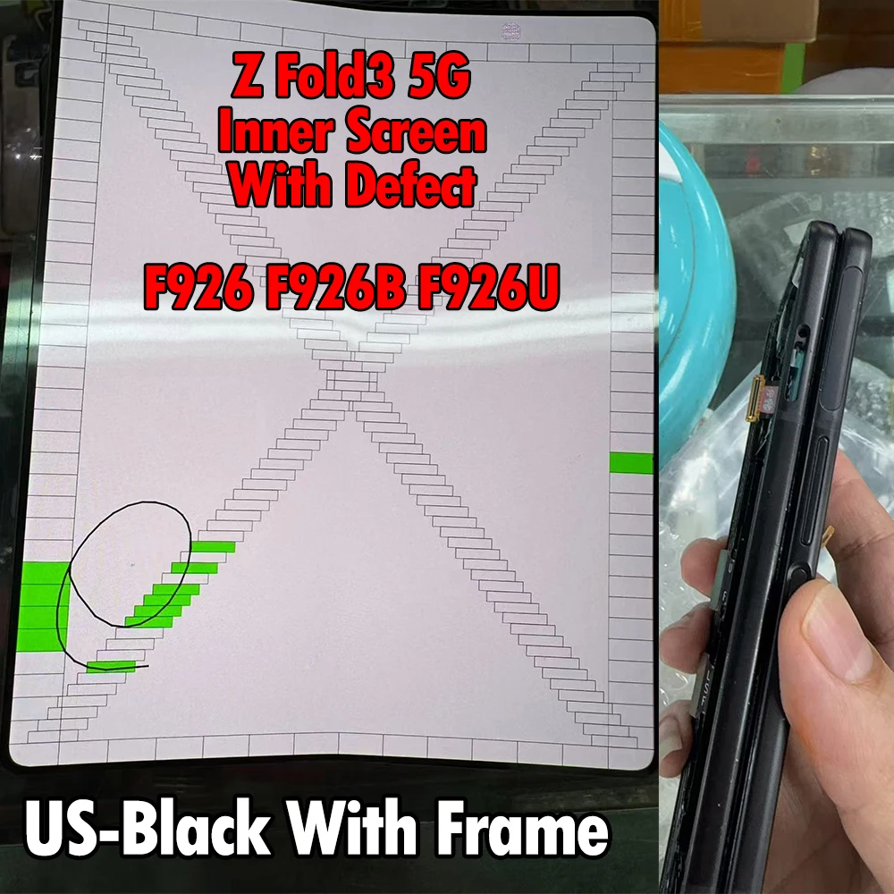 Defect Inner Screen AMOLED Z Fold 3 5G LCD For Samsung Z Fold3 F926 ...