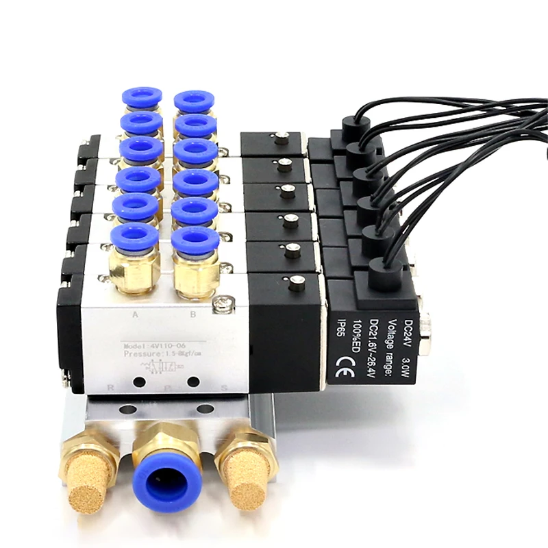 Solenoid-Valve-Multi-way-Combination-4V110-06-Manifold-Stations-DC12V ...