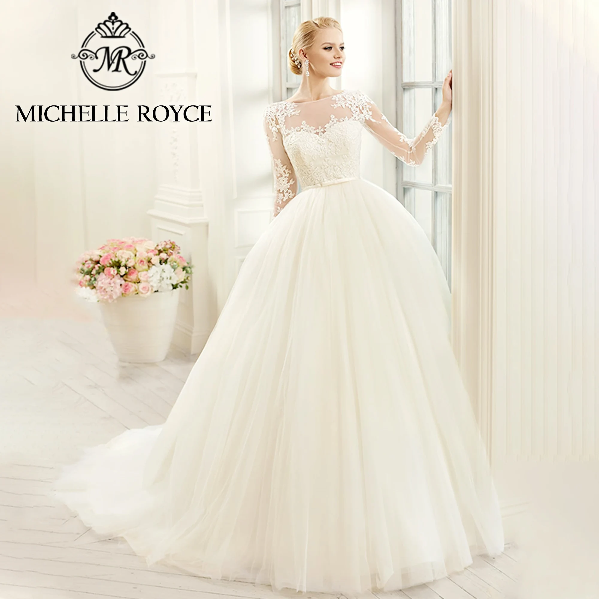 Michelle-Royce-Long-Sleeve-Ball-Gown-Wedding-Dress-2024-High-end ...