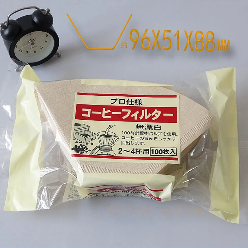 100 개가방 천연 나무 펄프 에스프레소 커피 필터 바구니 핸드 드립 종이 카페 티백 스트레이너 주입기 티몬