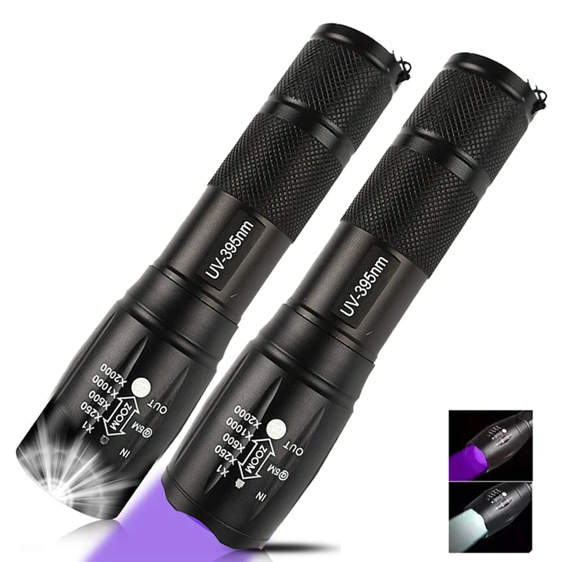 Branco-roxo-l-mpada-dupla-retr-til-lanterna-lanterna-zoom-uv-fluoresc ...