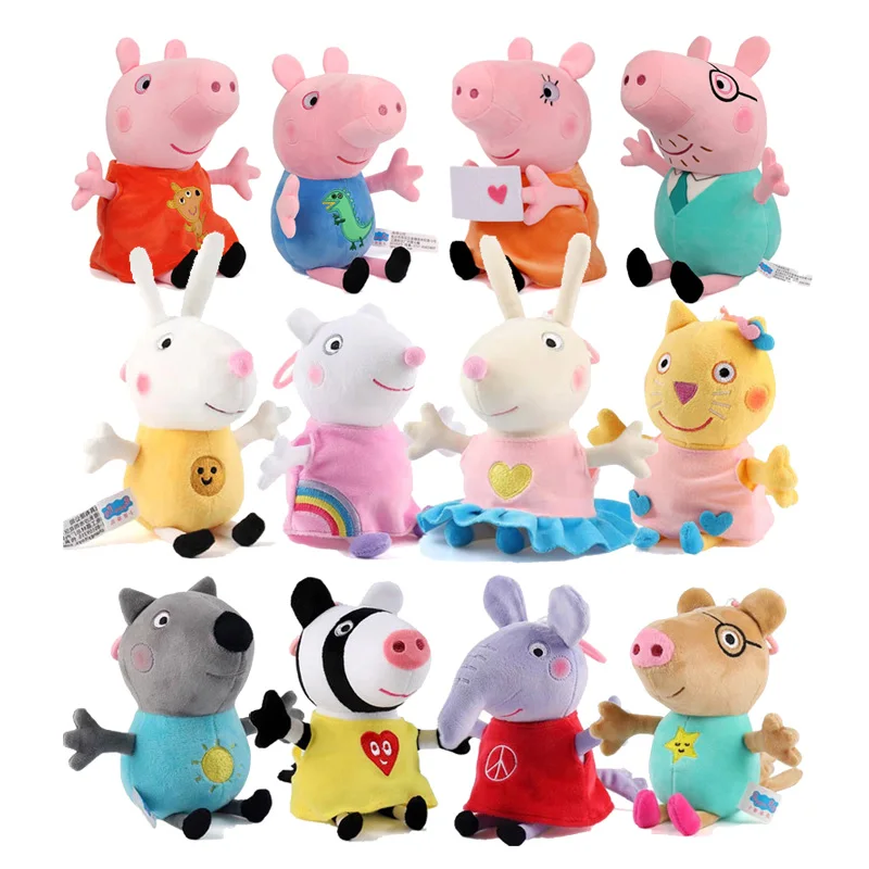 Peppa Pig 애니메이션 봉제 인형, 부드럽고 편안한 장난감, 환경 보호 PP 면, 만화 조지 인형, 어린이 생일 선물 ...
