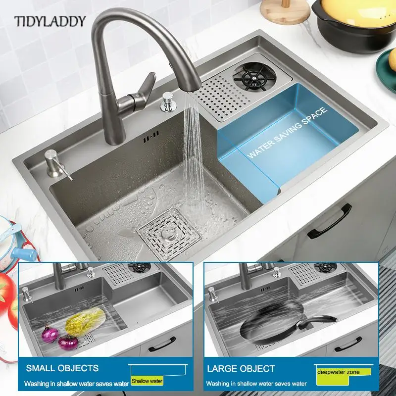 Grey-Drop-In-Kitchen-Sink-Workstation-Undermount-Single-Bowl-304 ...