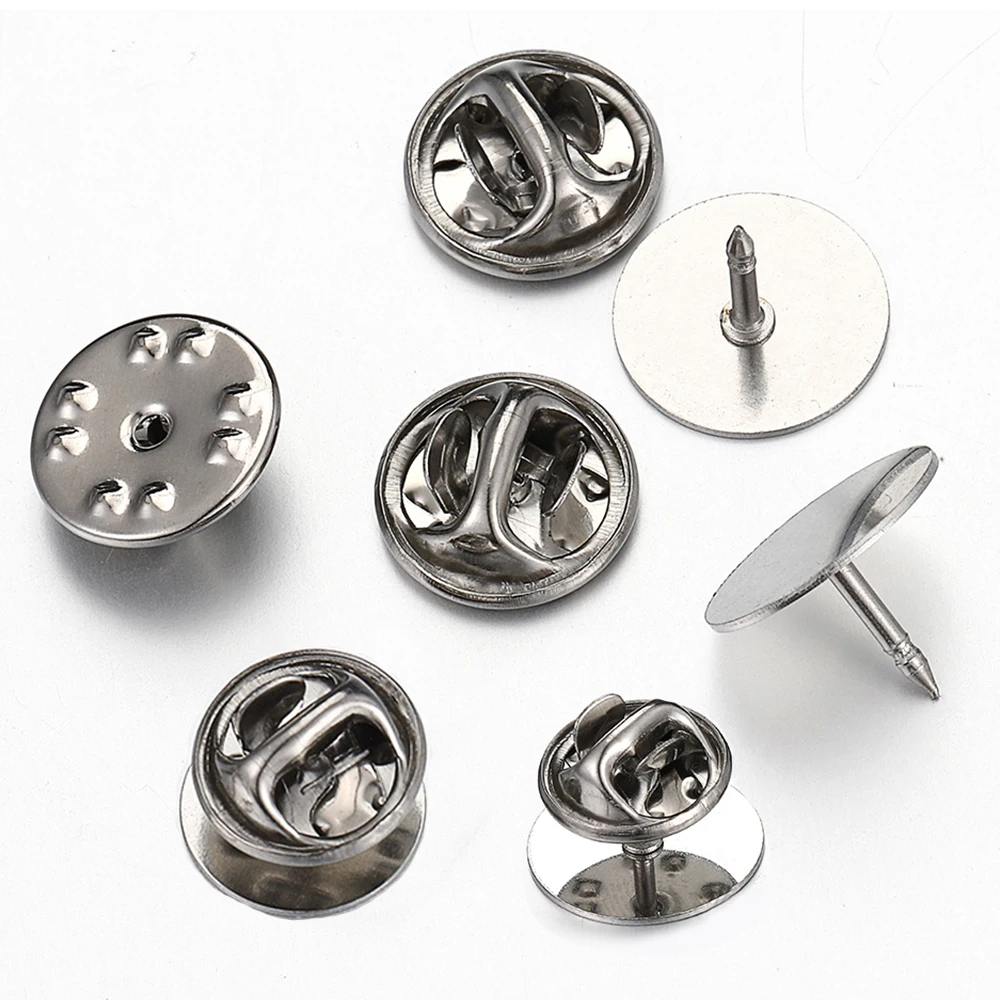 10pcs/lot 10 12 14mm Stainless Steel Stud Badge Base Brooch Pin ...
